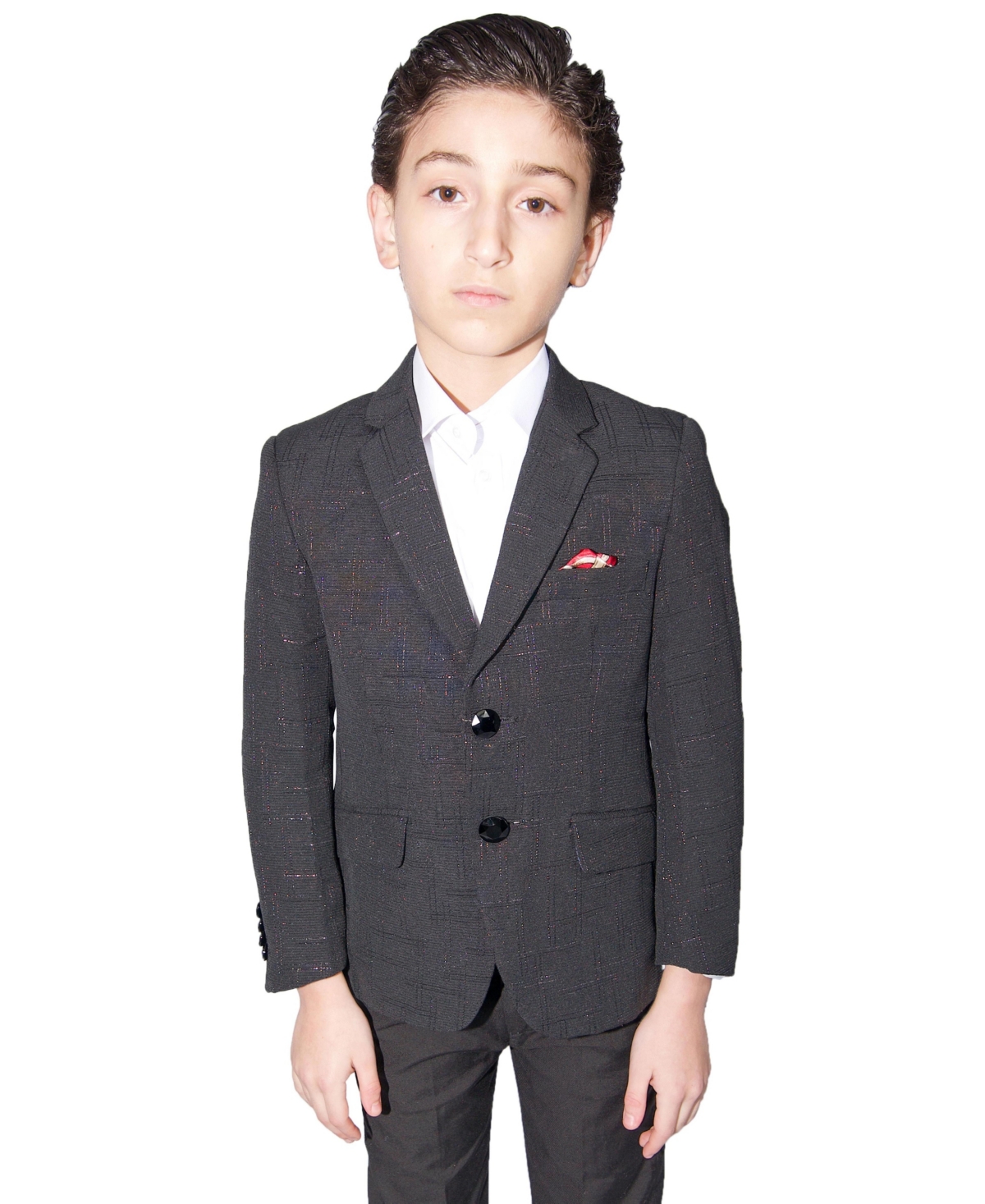 Click here for Elie Balleh Toddler Black Slim Fit Windowpane Blaz... prices