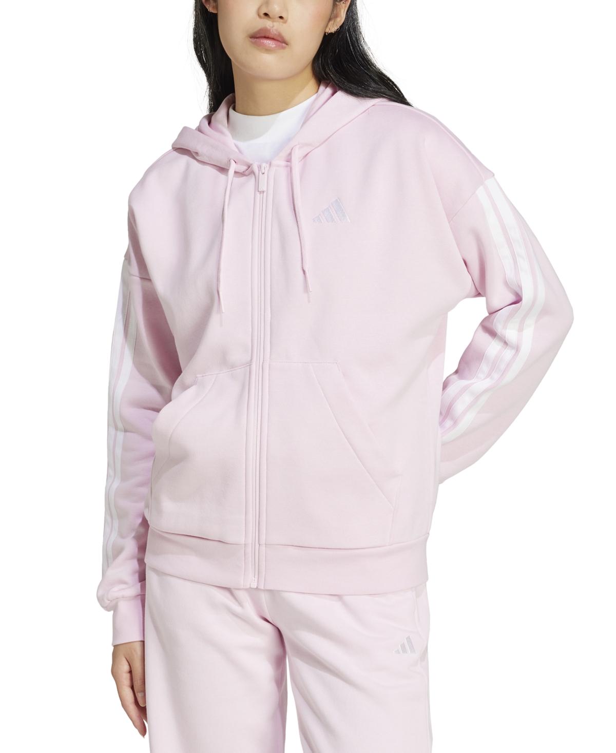 Click here for adidas Womens 3-Stripe Fleece Full Zip Hoodie - Cl... prices