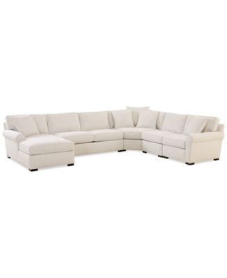 Radley Roll Arm 148" 5-Pc. Fabric Chaise Sectional with Wedge ...
