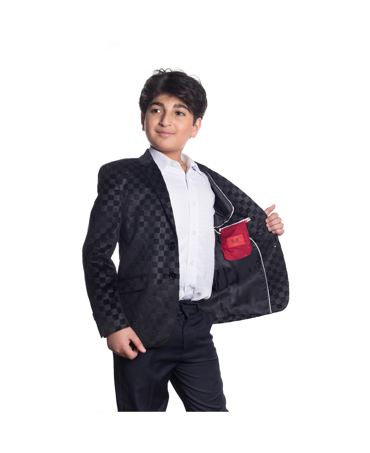 Click here for Elie Balleh Toddler Black Slim Fit Gingham Blazer... prices