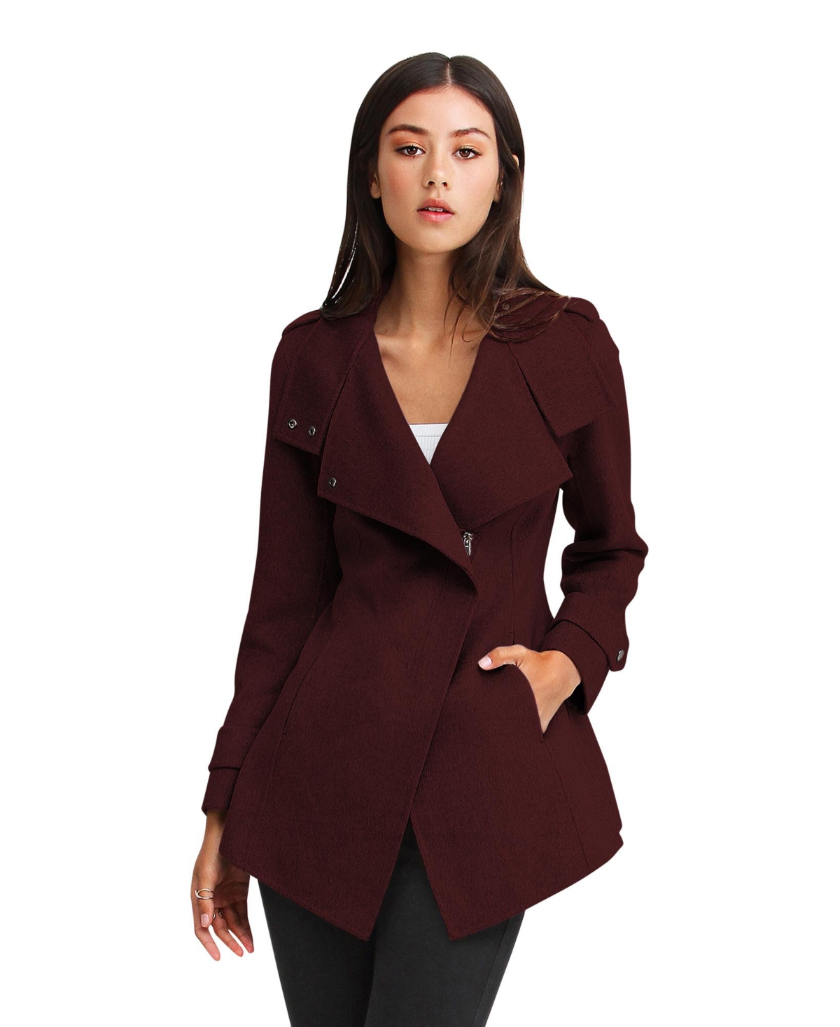 Click here for Belle & Bloom Womens Bad Girl Wool Blend Moto Coat... prices