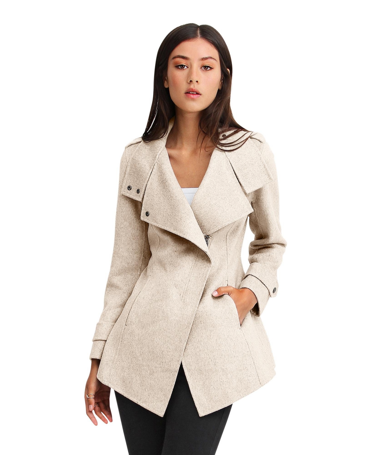 Click here for Belle & Bloom Womens Bad Girl Wool Blend Moto Coat... prices