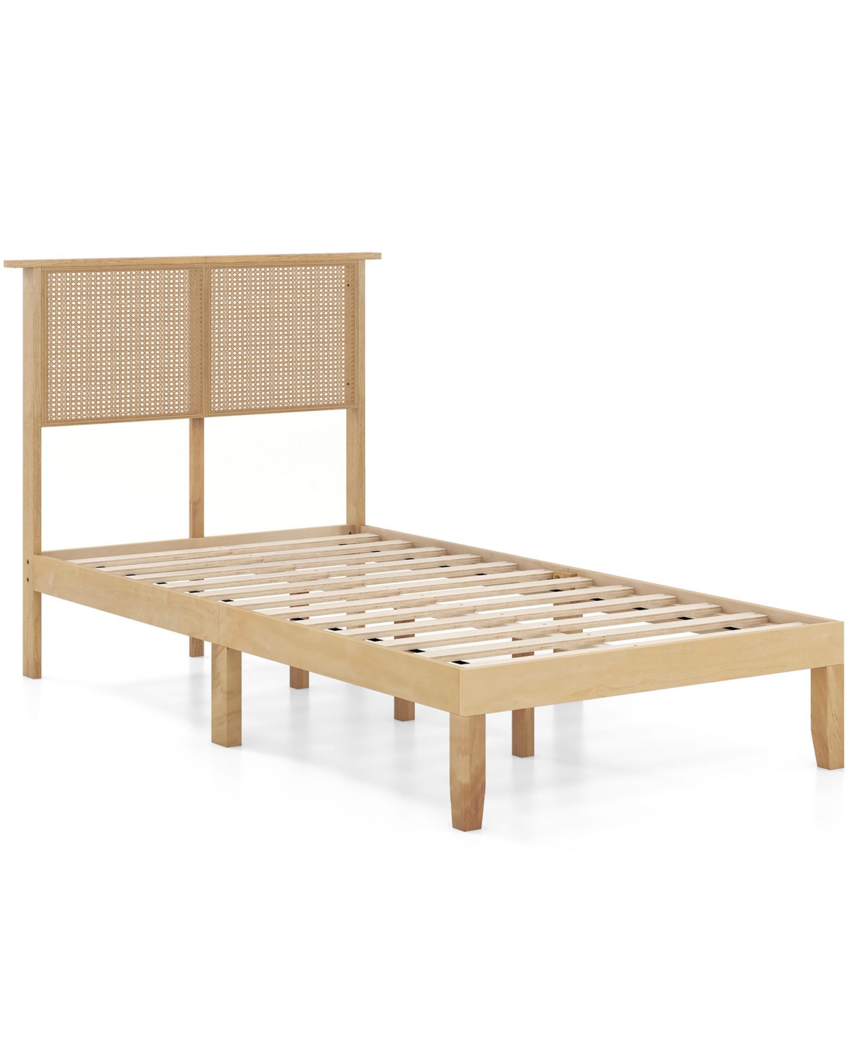 Click here for Gymax Twin Size Bed Frame w/ Rattan Headboard 10 S... prices