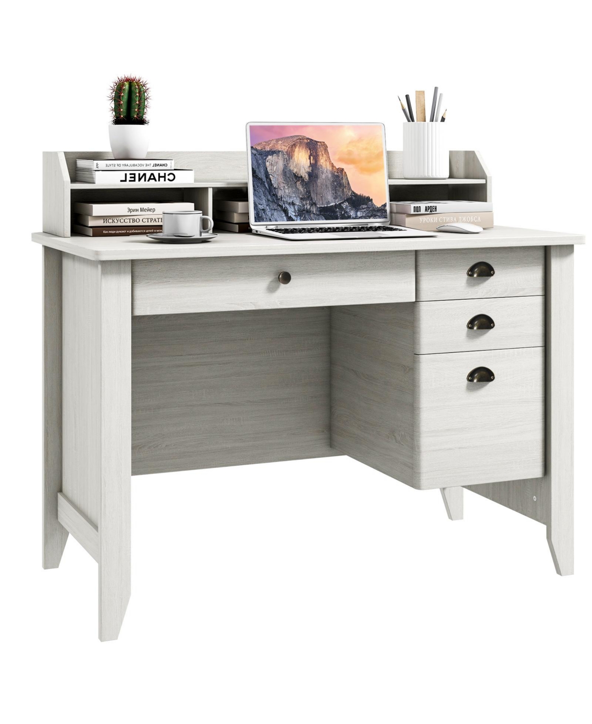 Click here for Vintage Computer Desk with Storage Shelves and 4 D... prices