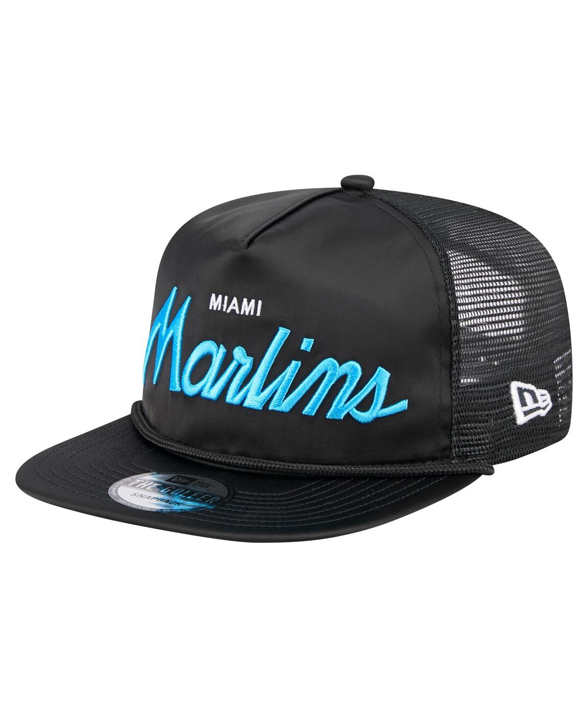 Click here for New Era Mens Black Miami Marlins Retro Satin Scrip... prices