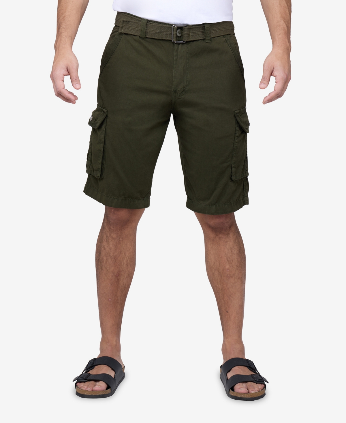 Click here for Mens Belted Twill Tape Cargo Shorts - Olive prices