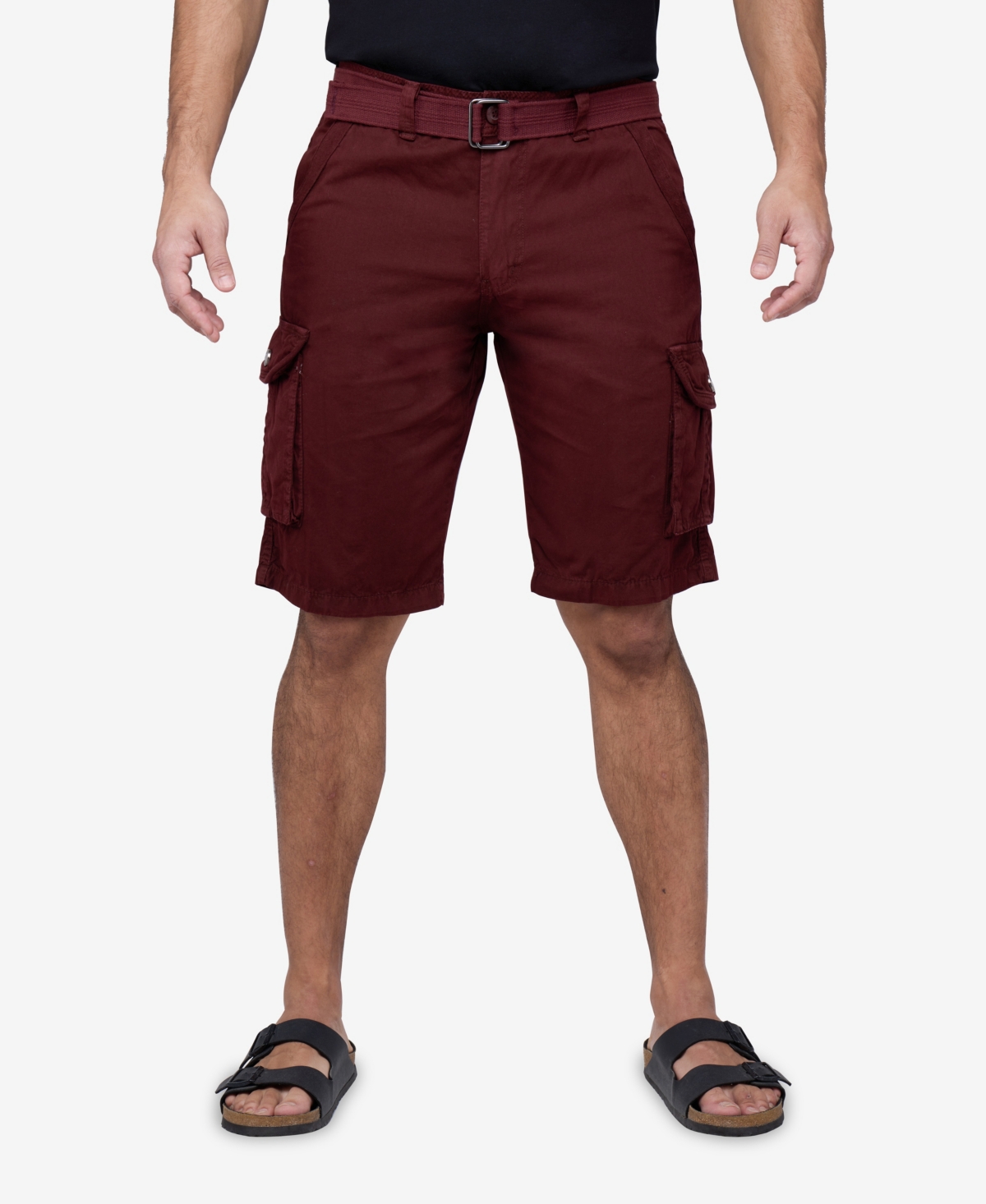 Click here for Mens Belted Twill Tape Cargo Shorts - Wine prices