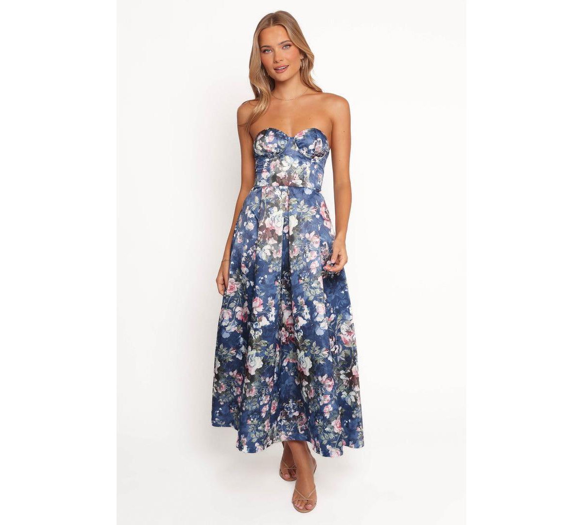 Petal and Pup Womens Darina Strapless Midi Dress - Blue