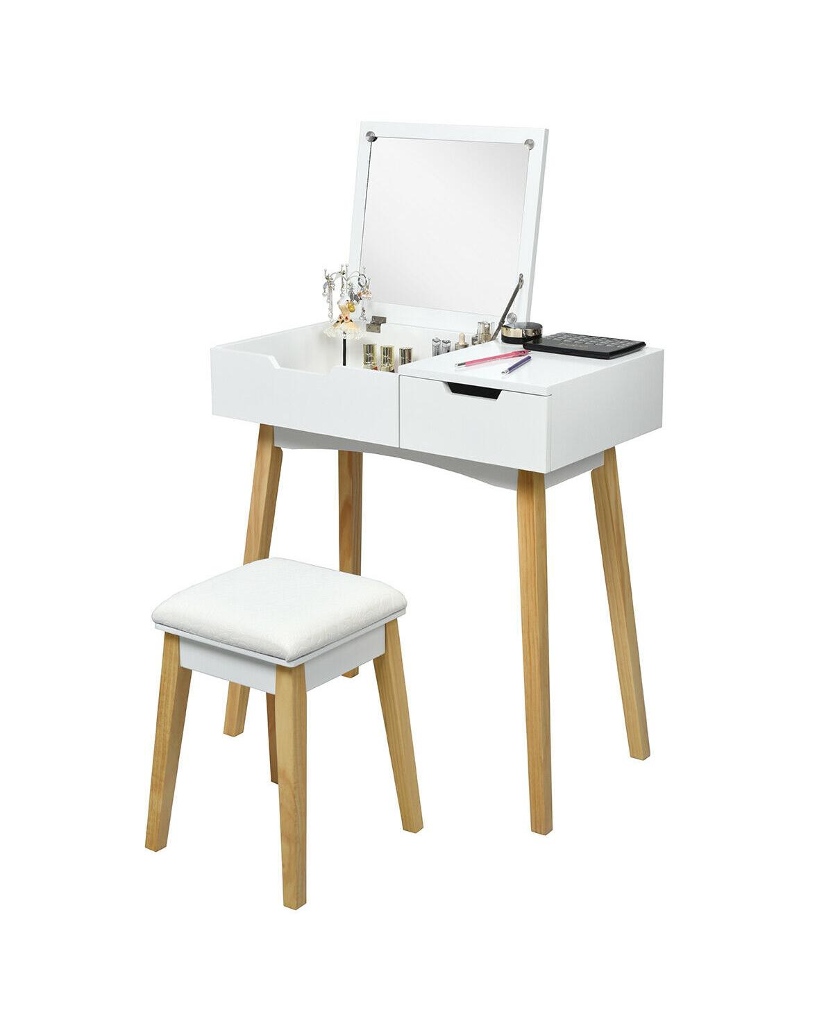 Click here for Wooden Vanity Table with Flip Top Mirror and Cushi... prices