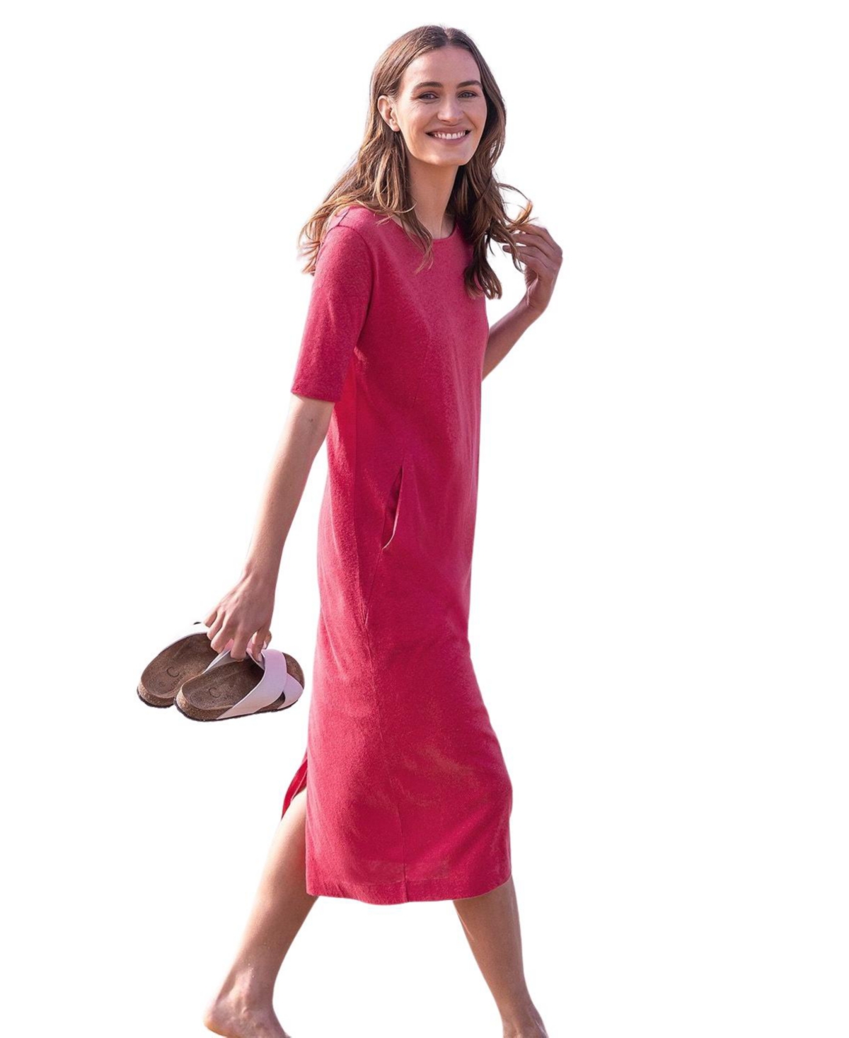 Click here for Celtic & Co. Womens Linen Blend Button Back Midi D... prices