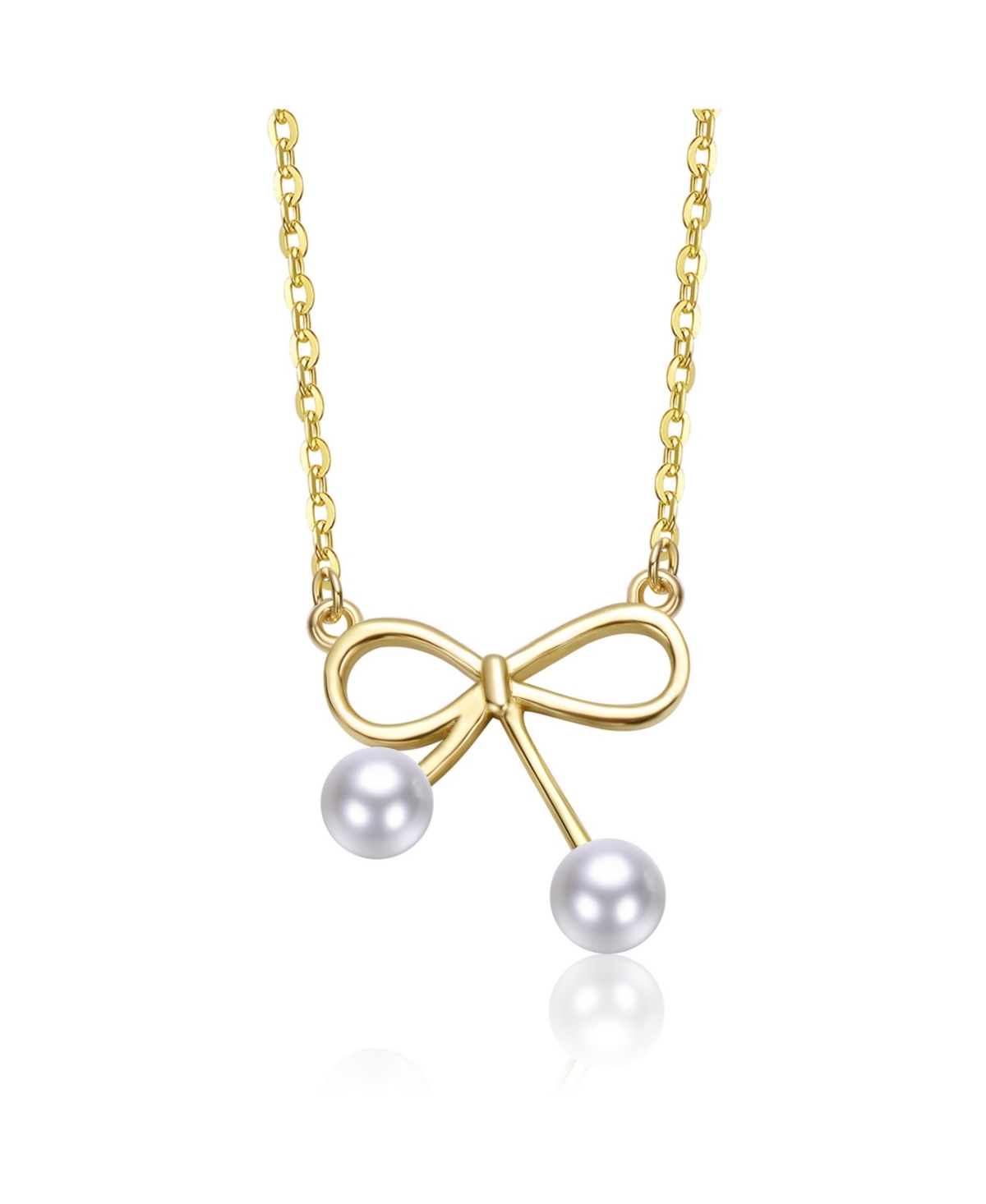 Click here for Kids 14K Gold Plated with Dual White Pearl Bow Nec... prices