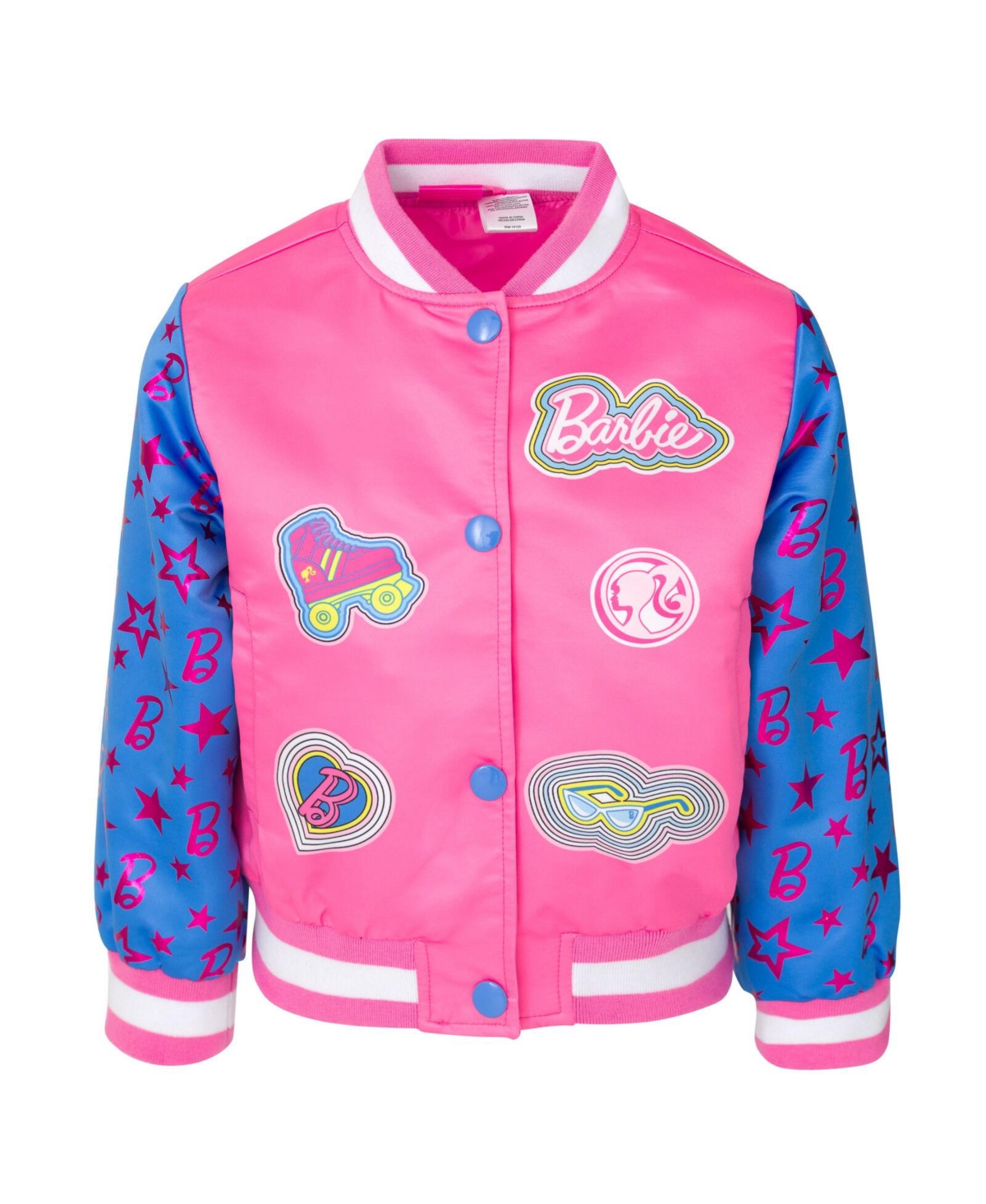 Barbie Little Girls Varsity Bomber Jacket - Pink / blue