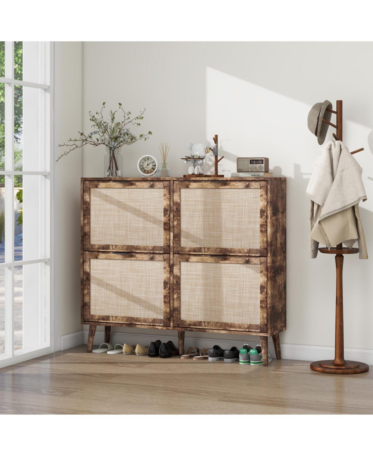 Click here for 4 Door Shoe Rack  Freestanding Modern Shoe Storage... prices