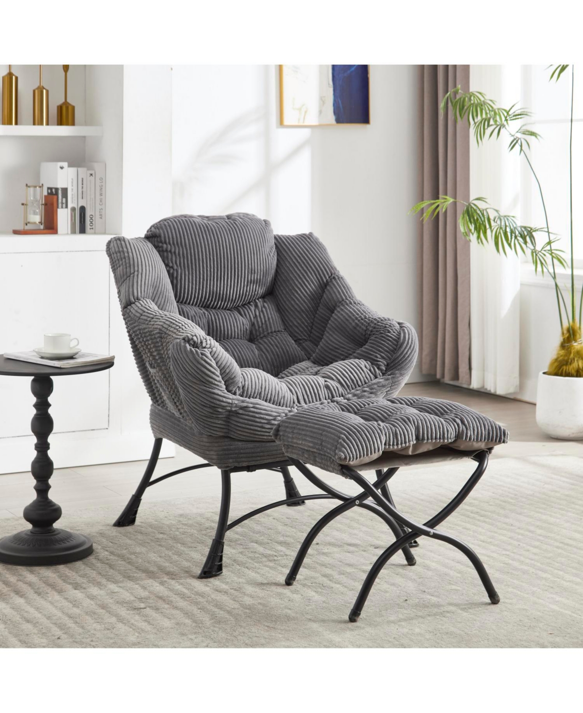 Click here for Streamdale Lazy Chair with Ottoman - Grey - Grey prices