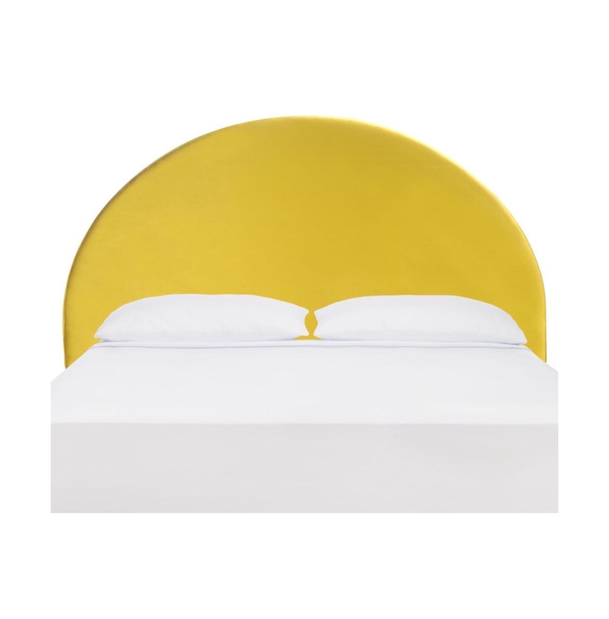 Click here for Sunnira Arched Full Headboard - Mustard velvet prices