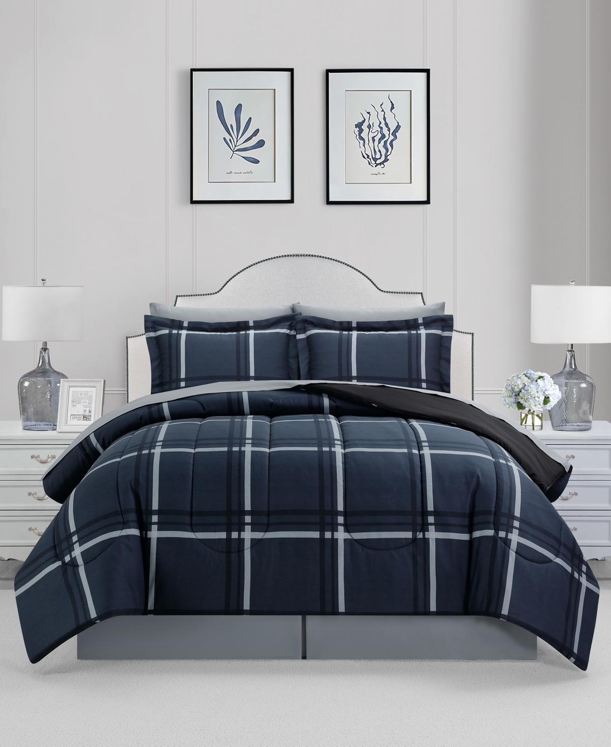 Click here for Sunham Casual Plaid 8-Pc. Comforter Sets - Navy prices