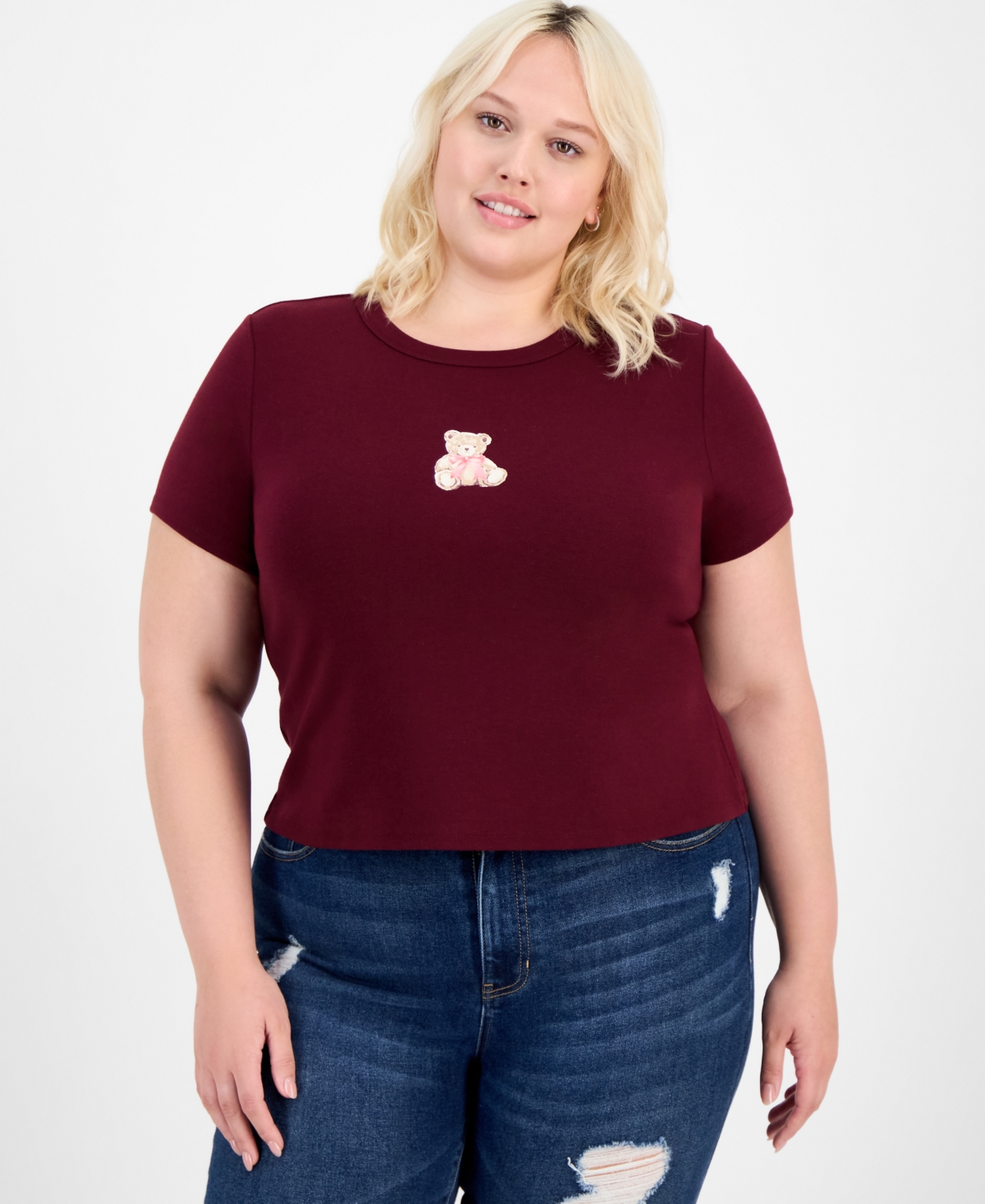 Click here for Hippie Rose Trendy Plus Bear Baby Crewneck T-Shirt... prices