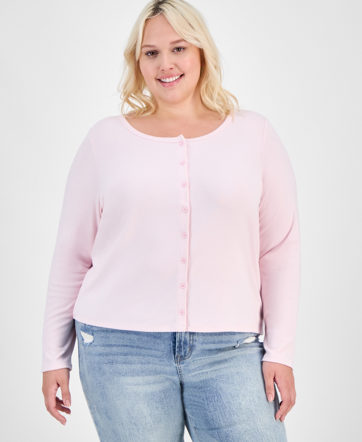 Click here for Hippie Rose Trendy Plus Striped Button-Front Sweat... prices