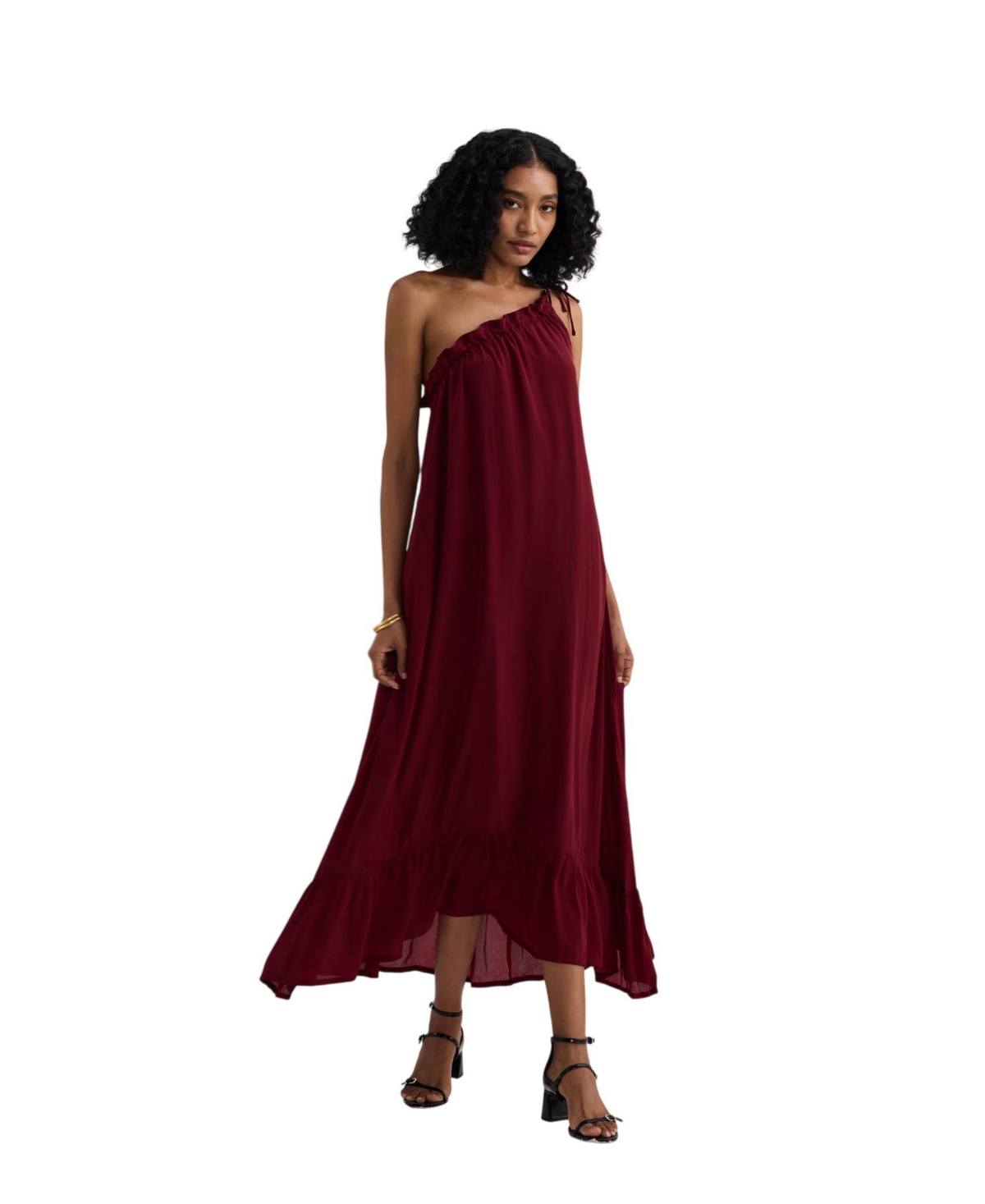 Click here for Reistor Womens One-shoulder Midi dress - Burgundy prices