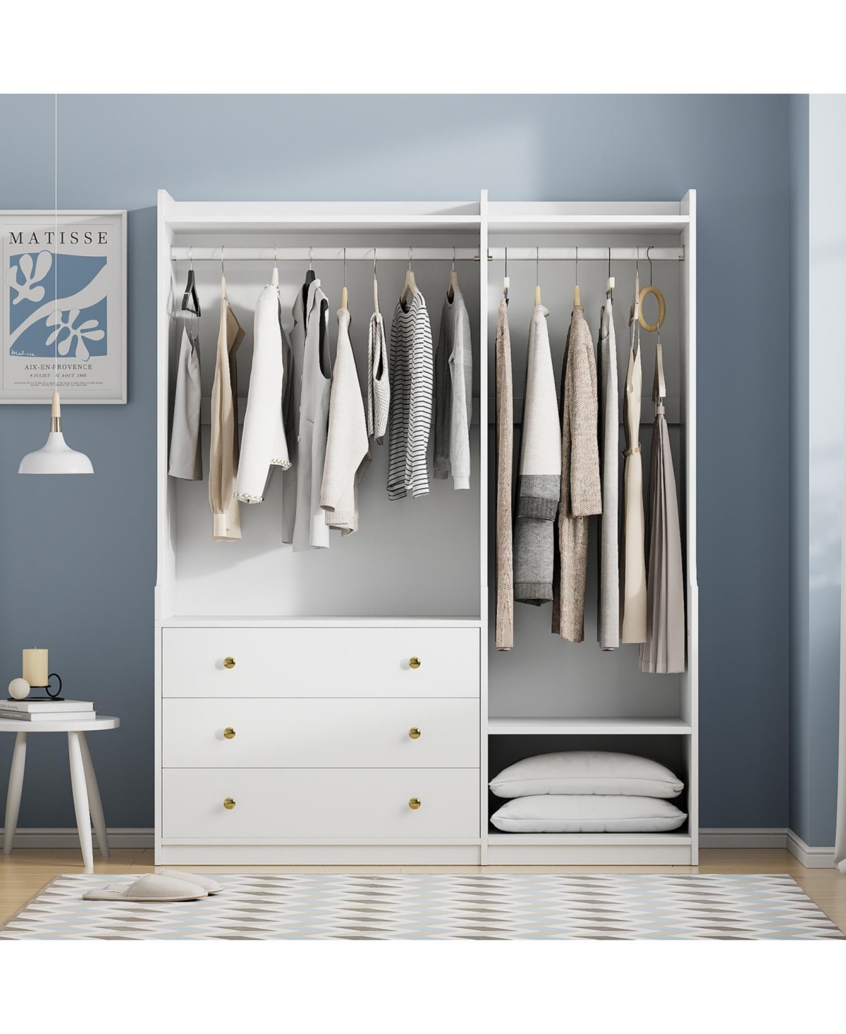 Click here for Open Wooden Wardrobe Storage for Bedroom - White prices