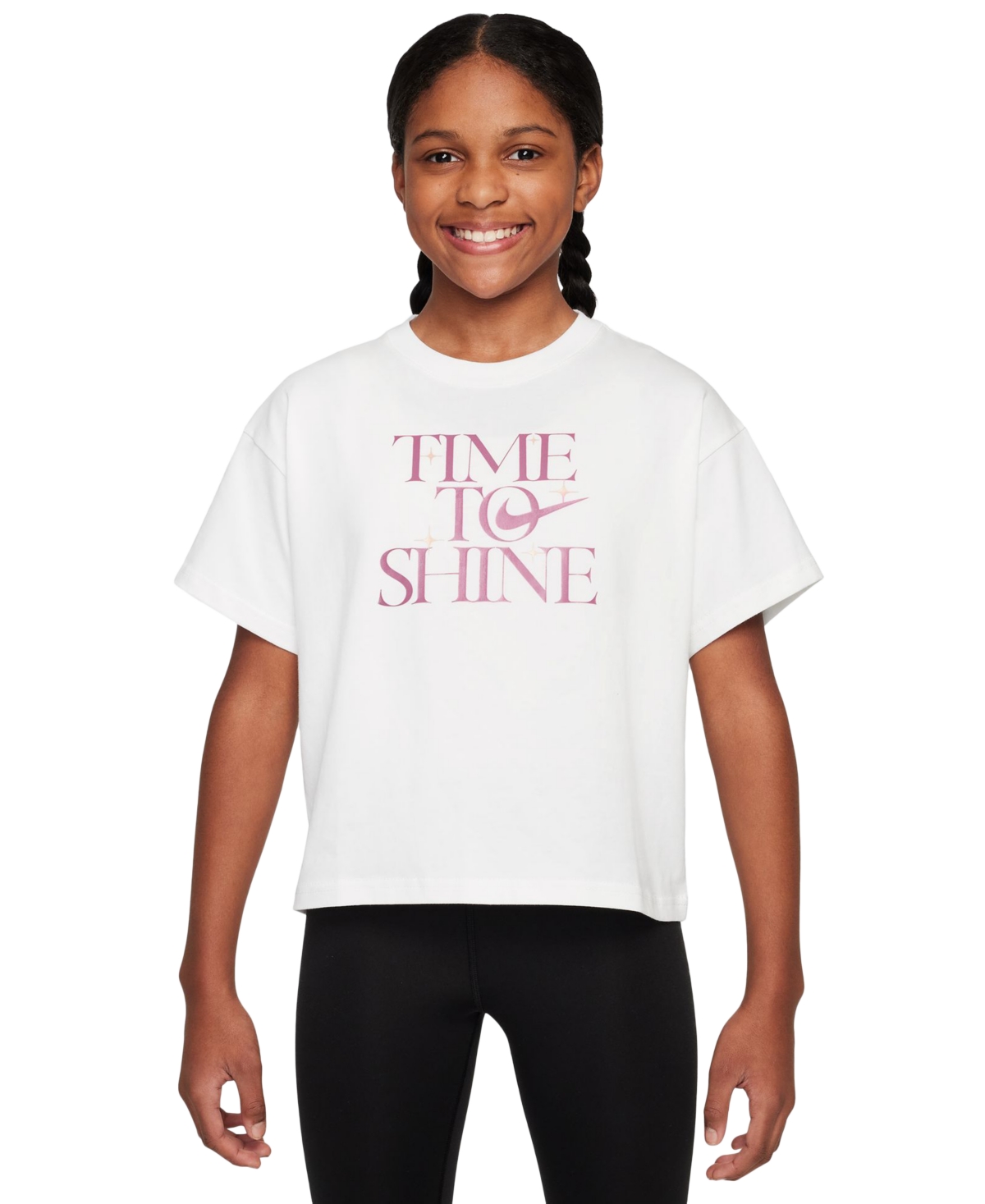 Click here for Nike Big Girls Sportswear Time to Shine Graphic Co... prices
