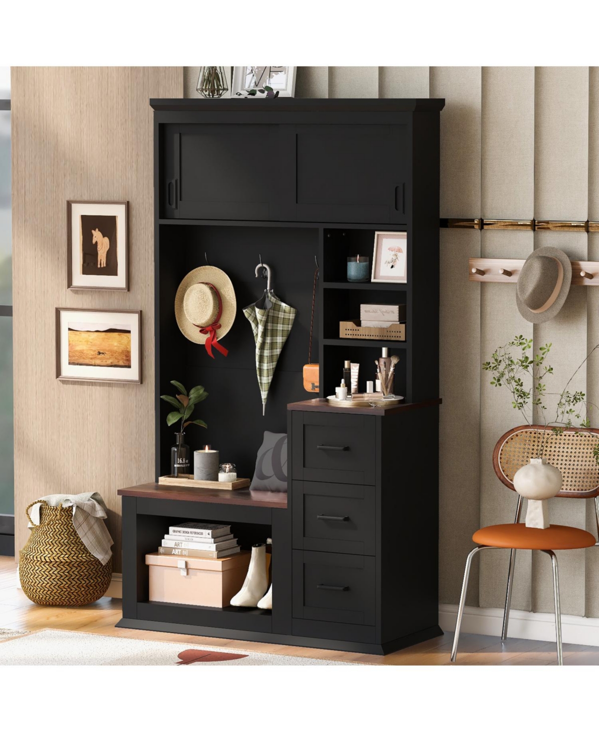 Click here for Entryway Hall Tree with Bench  Storage  and Hooks... prices