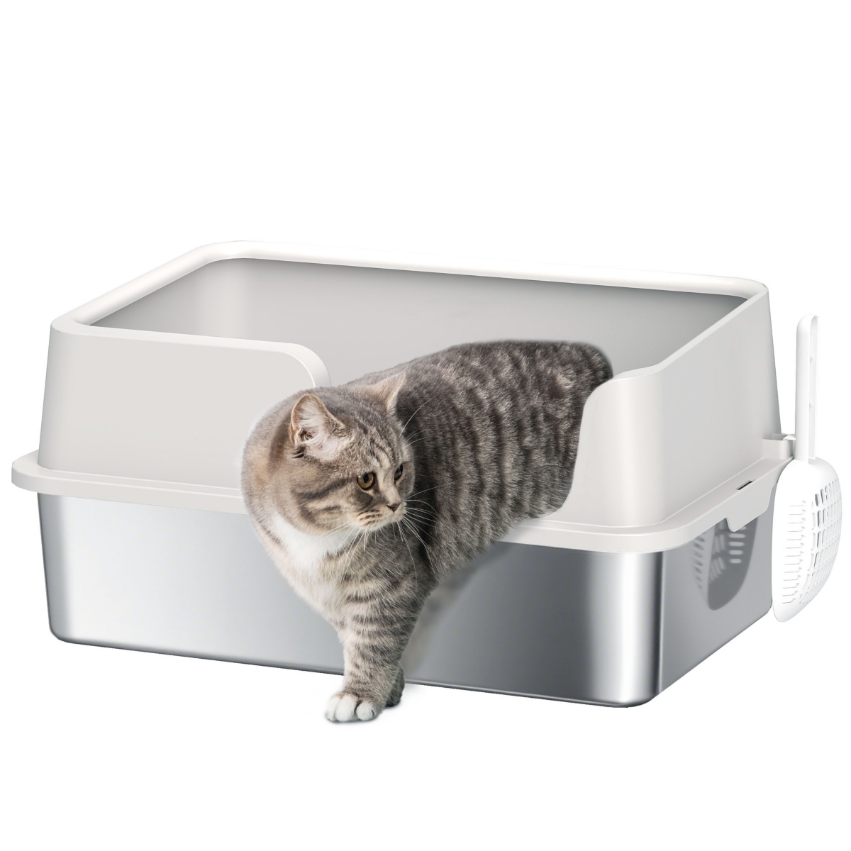 Click here for PawHut Stainless Steel Litter Box  Enclosed Cat Li... prices