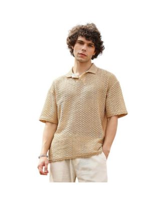 Campus Sutra Men's Buff Beige Lozenge Oversized Polo T-Shirt - Macy's