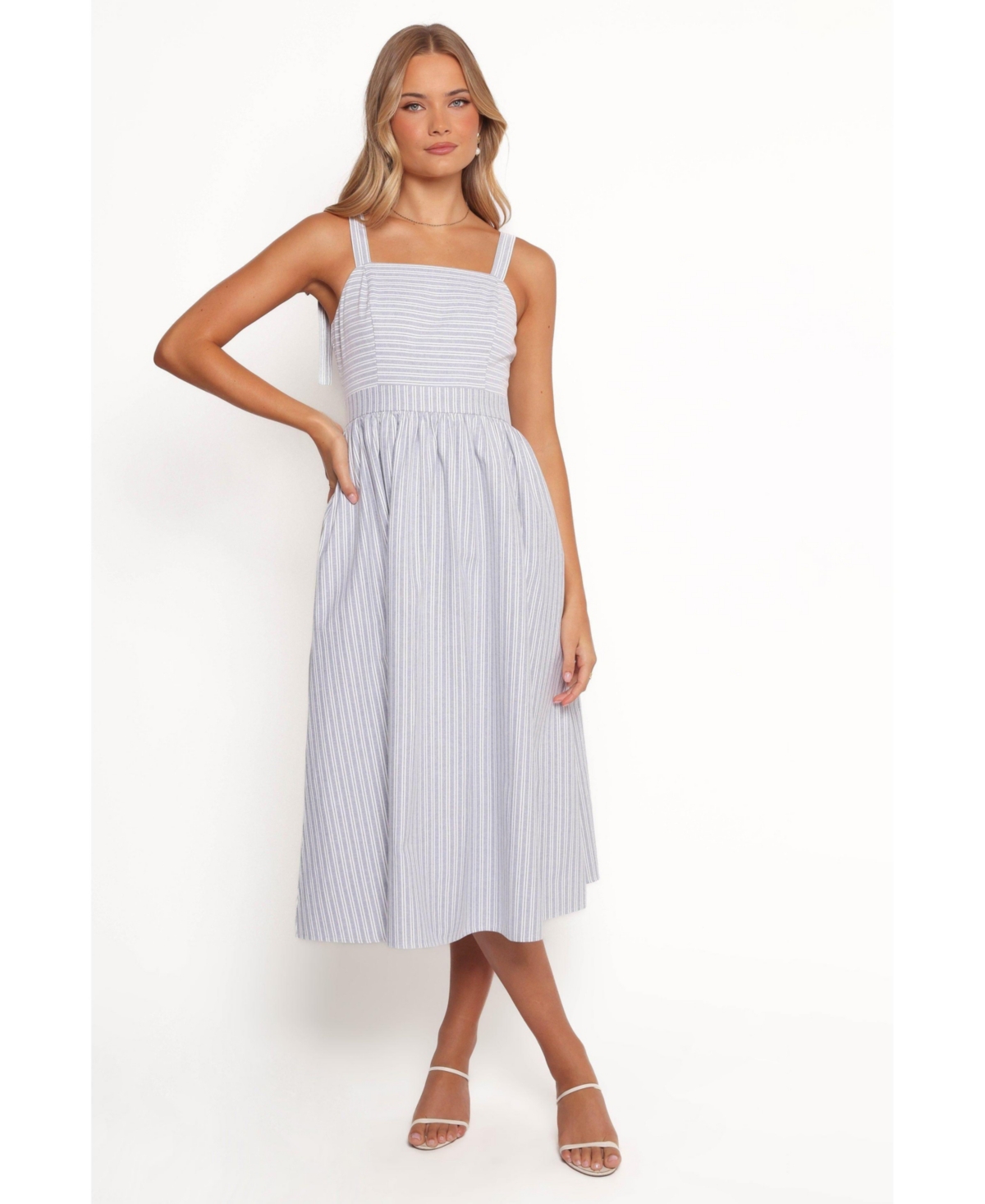 Click here for Petal and Pup Womens Johanna Midi Dress - Grey/whi... prices