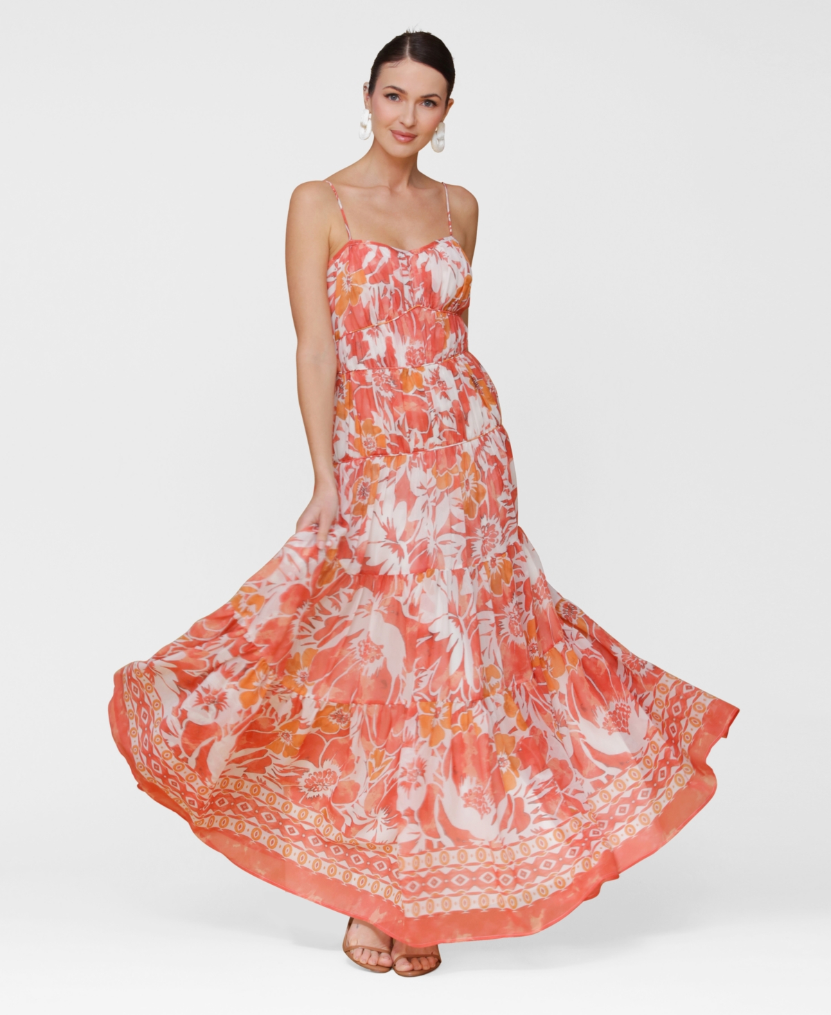 Avec Les Filles Womens Sleeveless Sweetheart Maxi Dress - Poppy Lilly Neutral