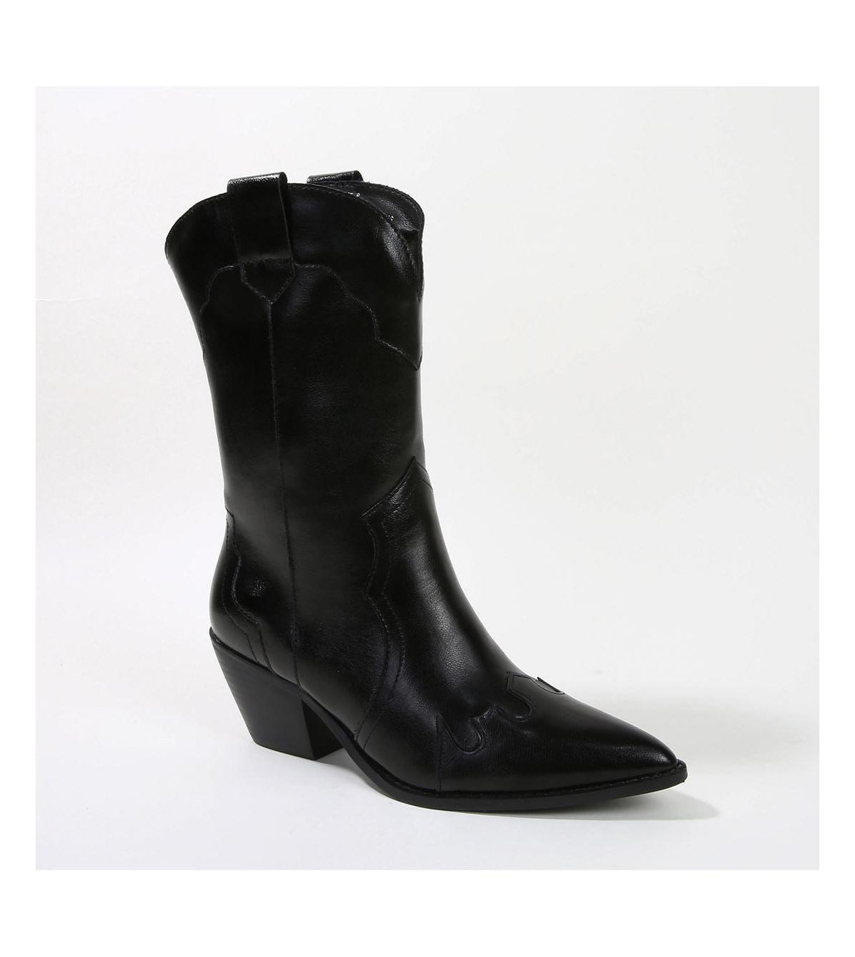 Click here for Kitty Western Mid-Calf Boots - Black prices