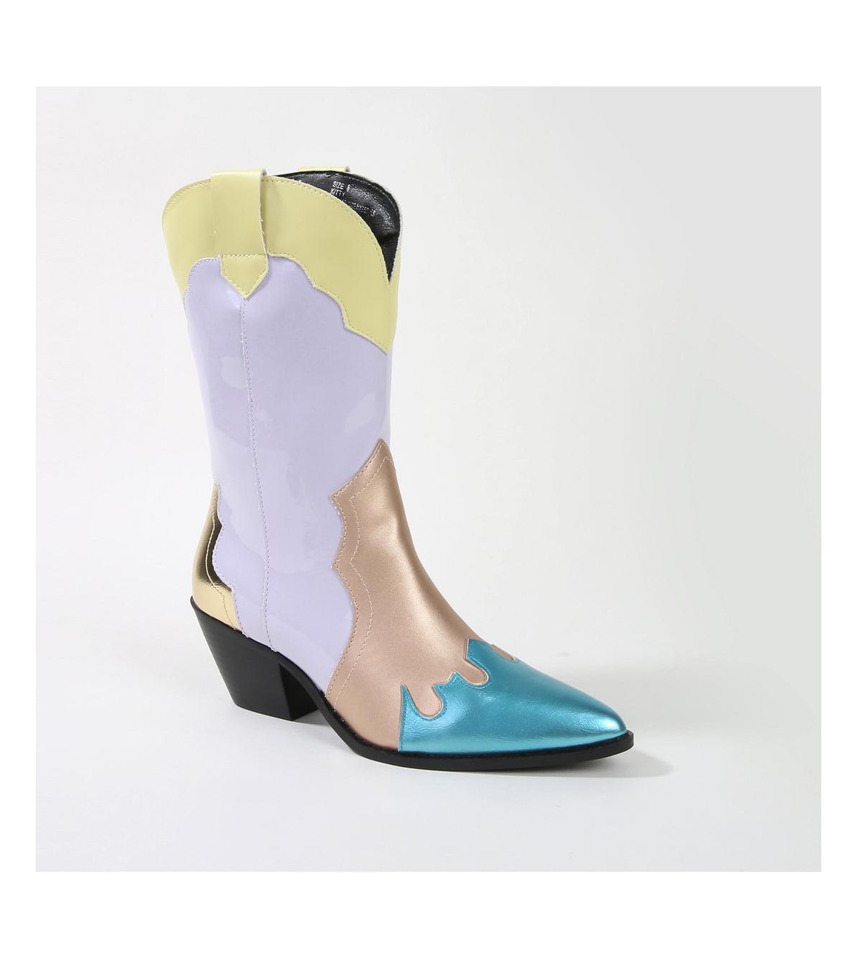 Click here for Kitty Western Mid-Calf Boots - Purple multi prices