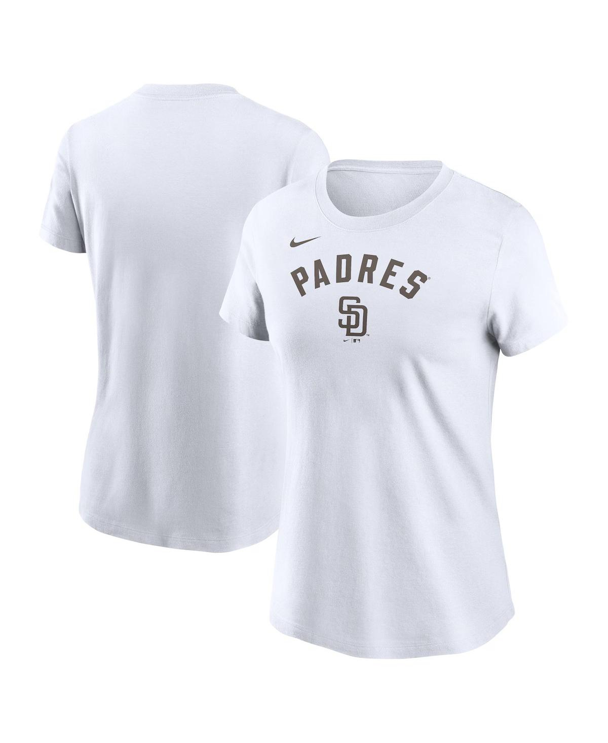Click here for Nike Womens White San Diego Padres Team Arch T-Shi... prices