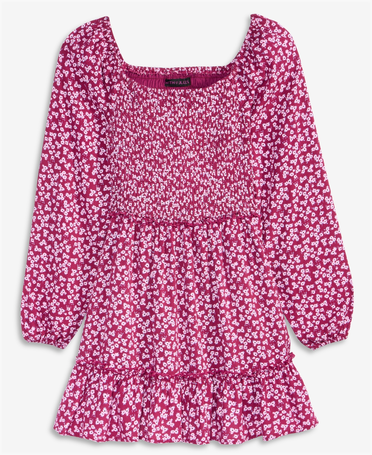 Click here for With Jules Big Girls Long-Sleeve Smocked-Bodice Dr... prices