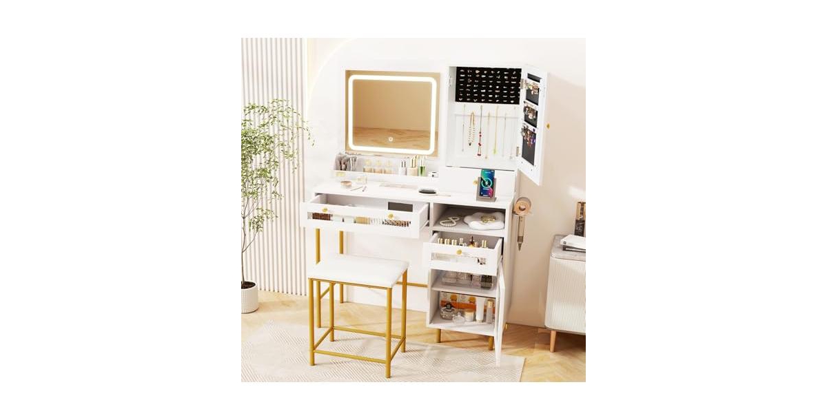 Click here for Modern Makeup Vanity Desk with Mirror and Lights a... prices