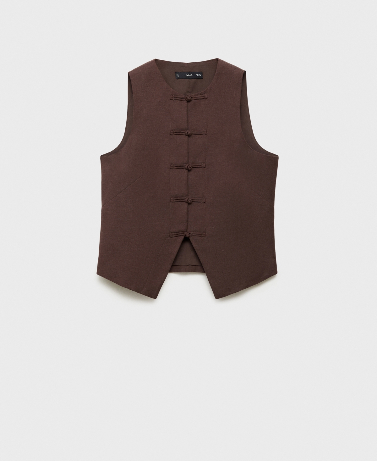 Click here for Mango Womens Linen-Blend Suit Vest - Chocolate prices