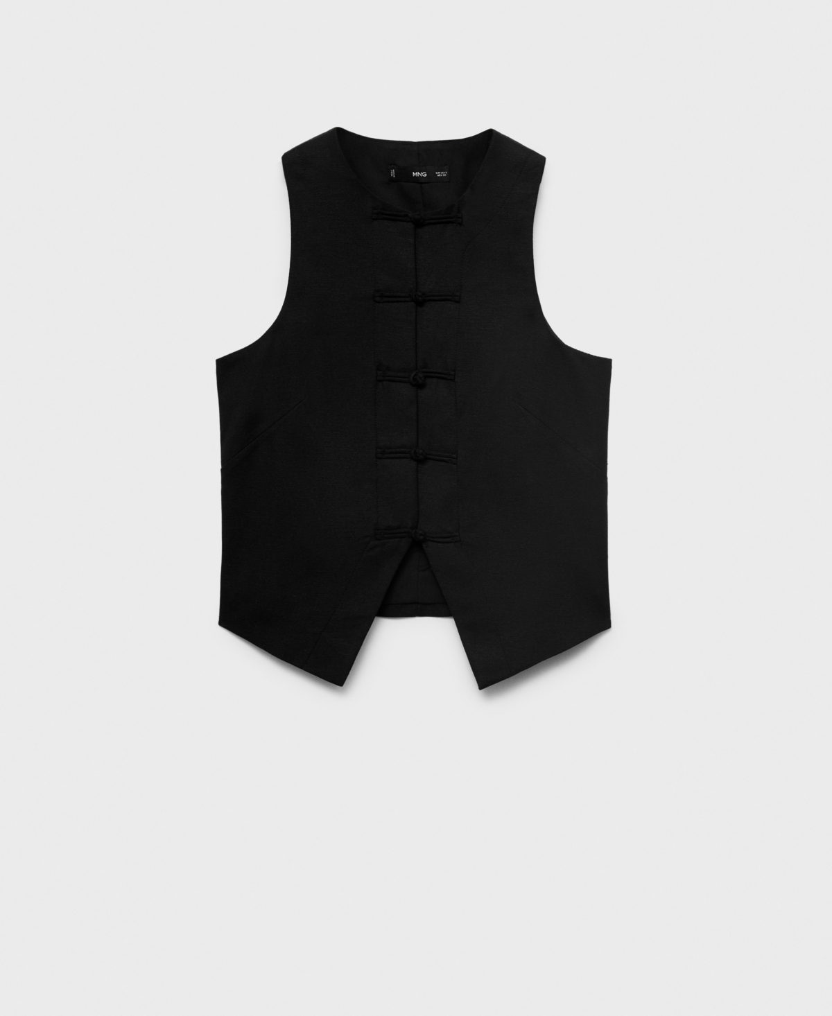 Click here for Mango Womens Linen-Blend Suit Vest - Black prices