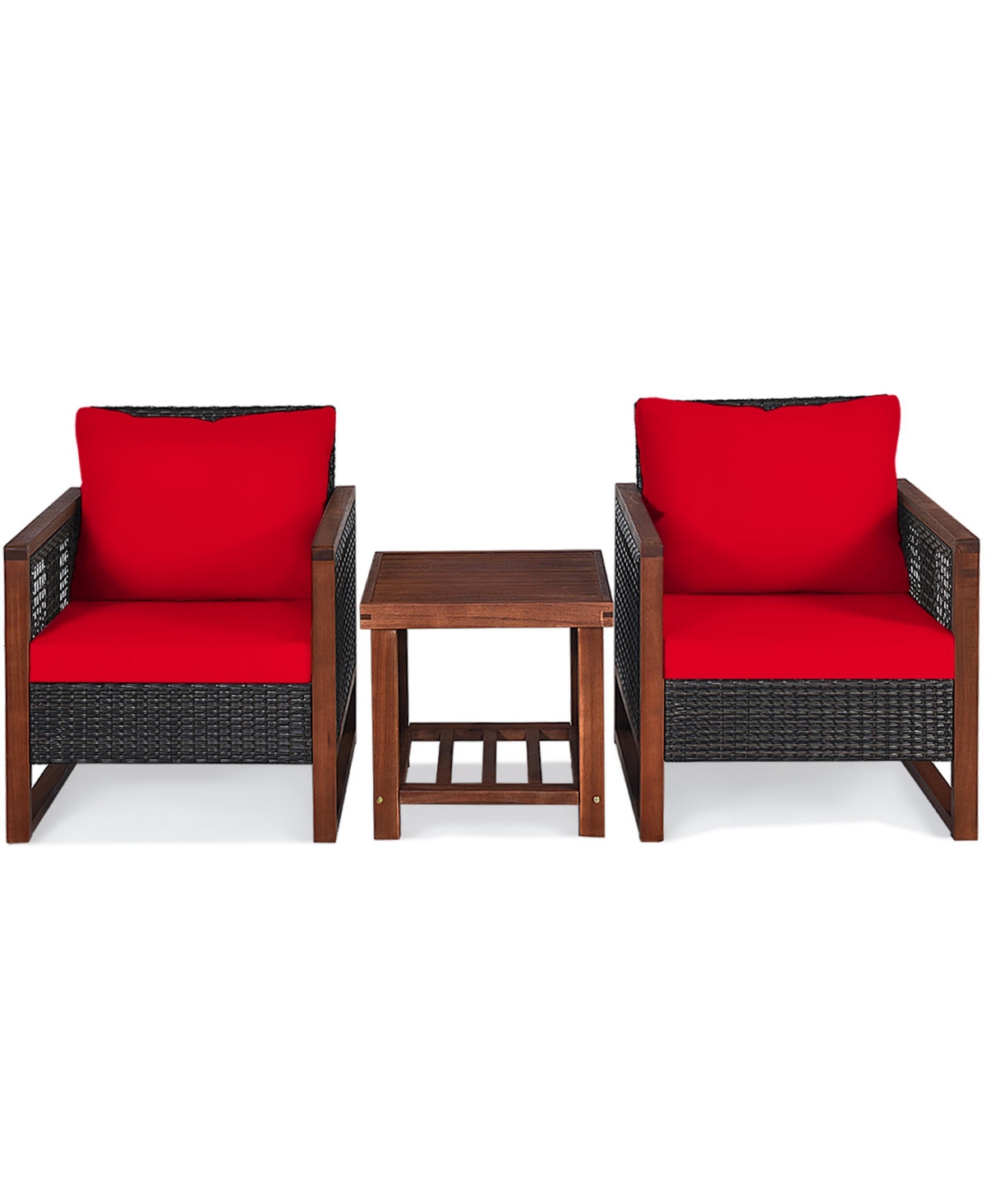 Click here for Gymax 3PCS Rattan Wicker Patio Conversation Set Ou... prices