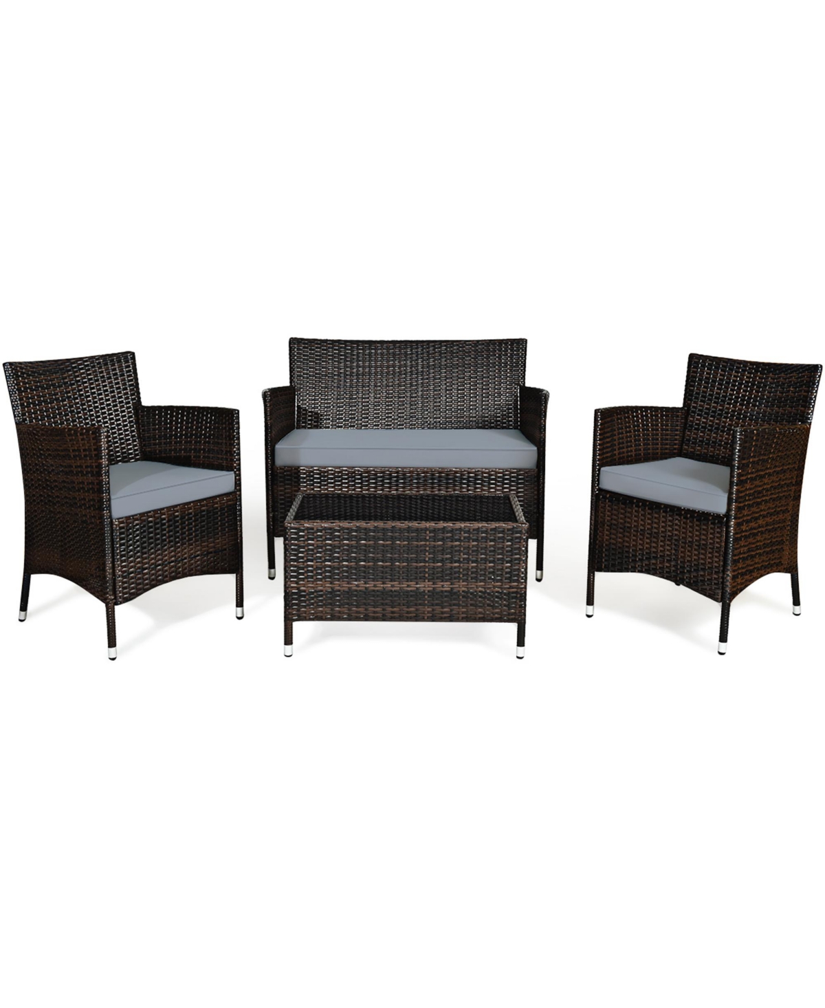 Click here for Gymax 4PCS Patio Rattan Conversation Furniture Set... prices