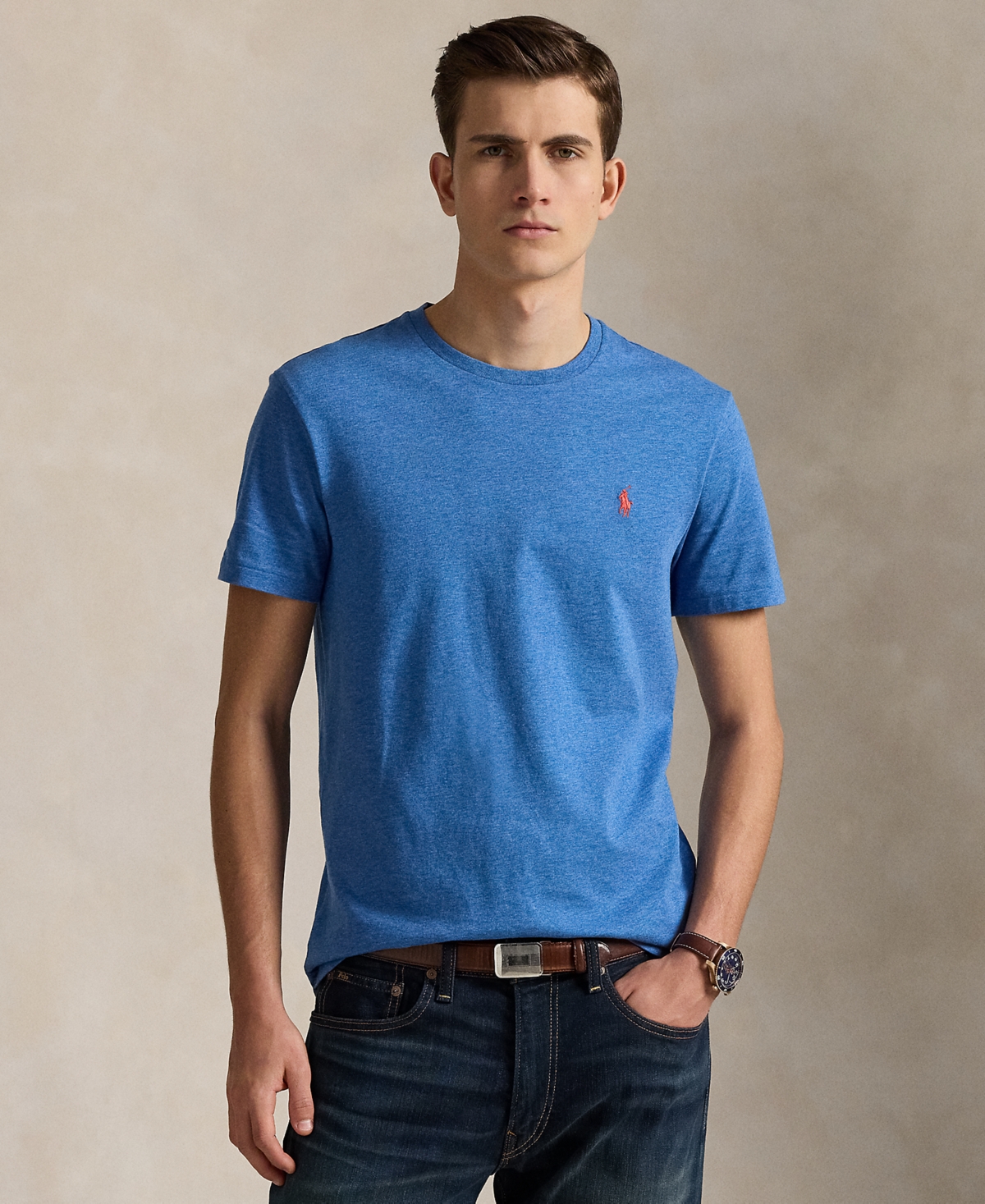 Polo Ralph Lauren Mens Classic Fit Crew Neck T-Shirt - Fresh Surf Heather