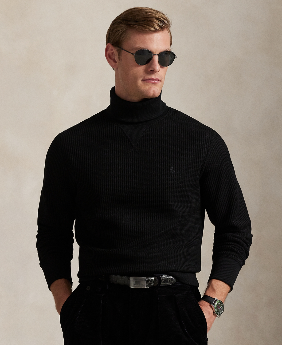Click here for Polo Ralph Lauren Mens Waffle-Knit Fleece Turtlene... prices