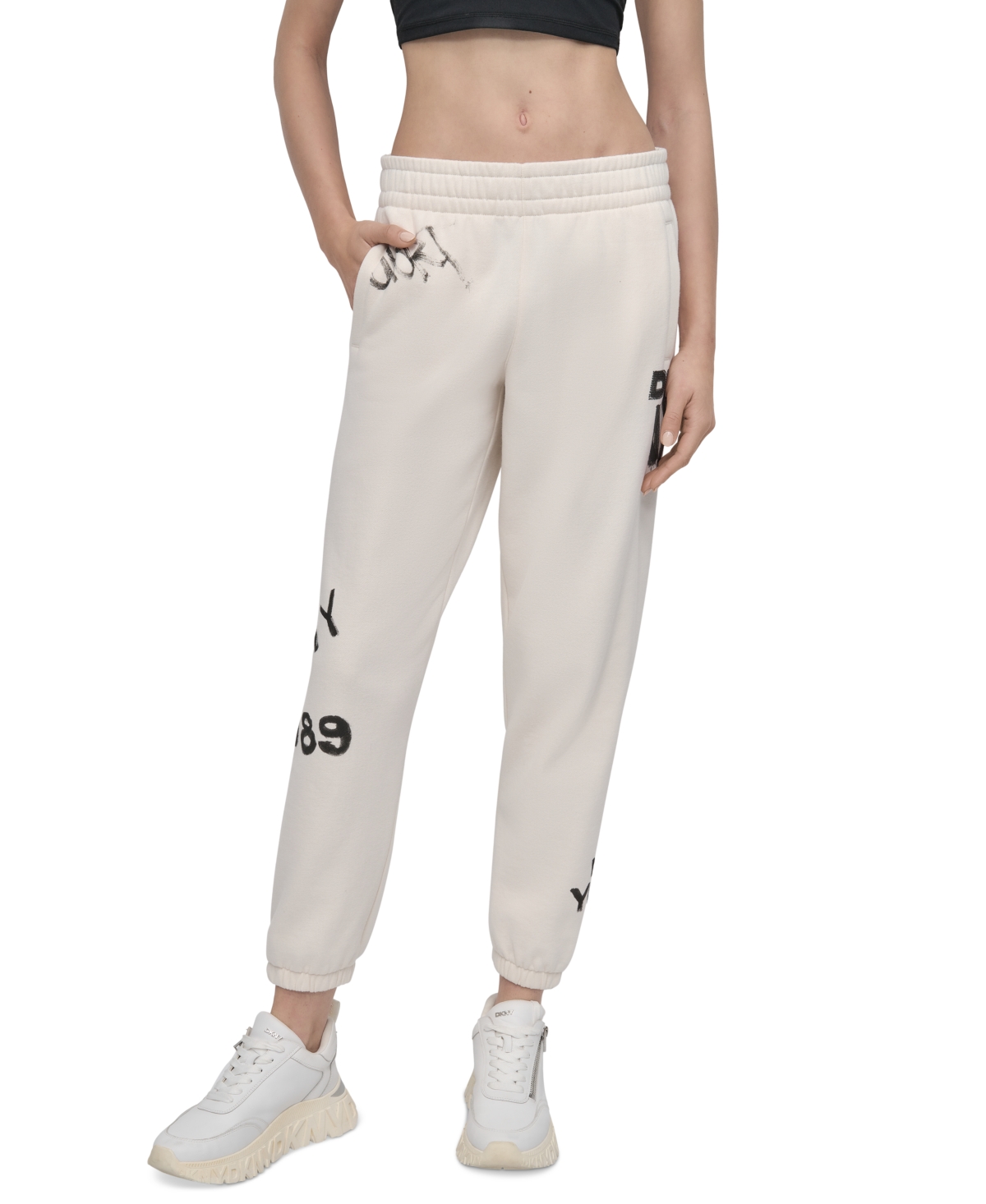 Click here for Dkny Sport Womens Graffiti Logo Cotton-Blend Jogge... prices