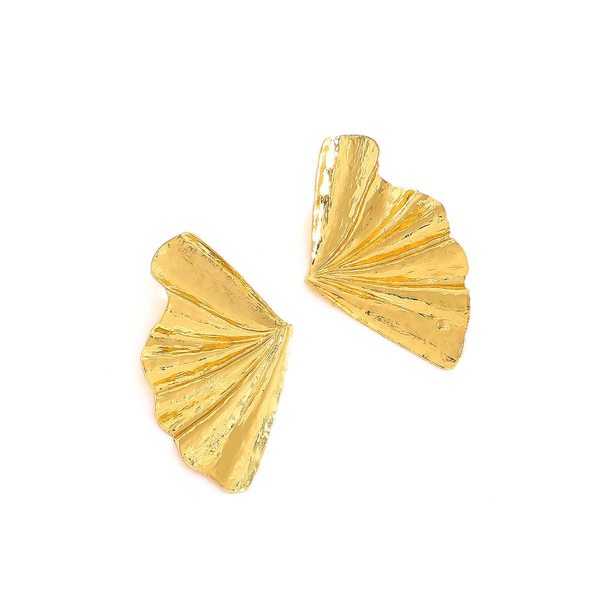 Click here for Sohi Womens Gold Metallic Ripple Drop Earrings - G... prices