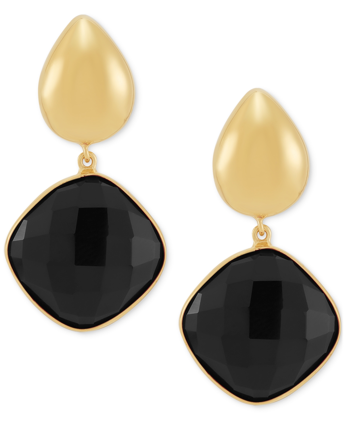 Click here for Green Onyx Square Drop Earrings in 24k Gold-Plated... prices