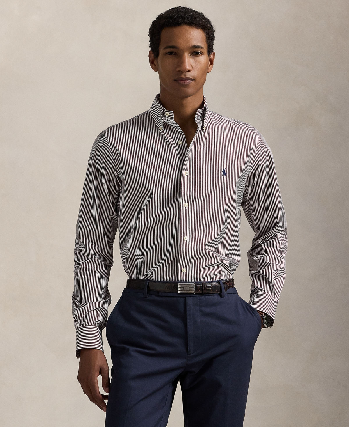 Click here for Polo Ralph Lauren Mens Classic-Fit Striped Poplin... prices