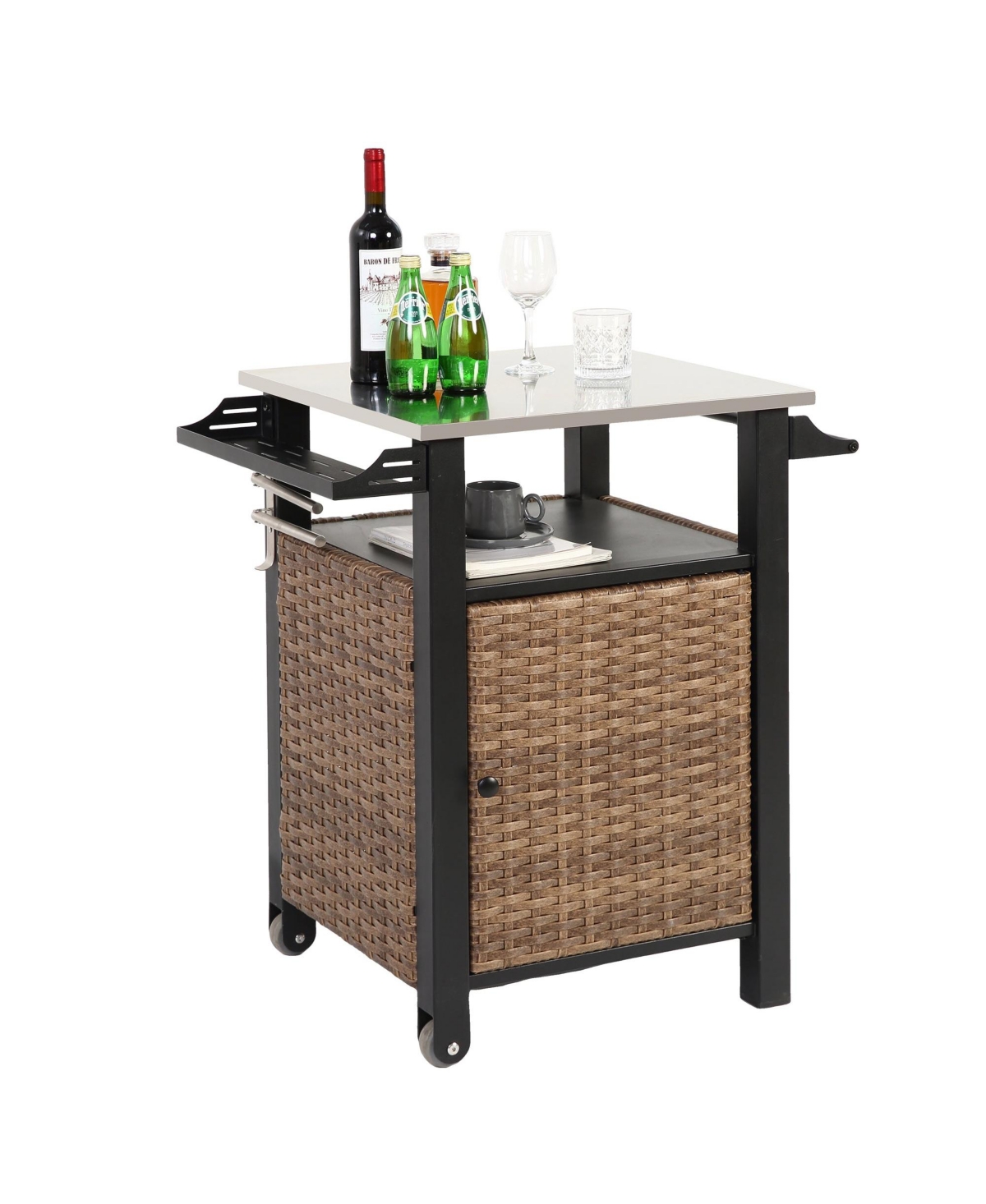 Click here for Mondawe Wicker Bar Cart with Wheels & Stainless To... prices
