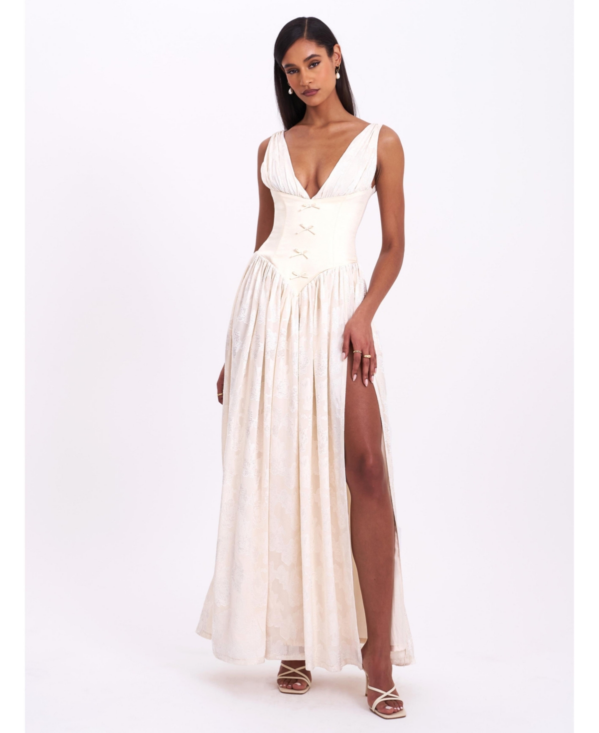Click here for Miss Circle Womens Sabrina Butter Yellow High Slit... prices