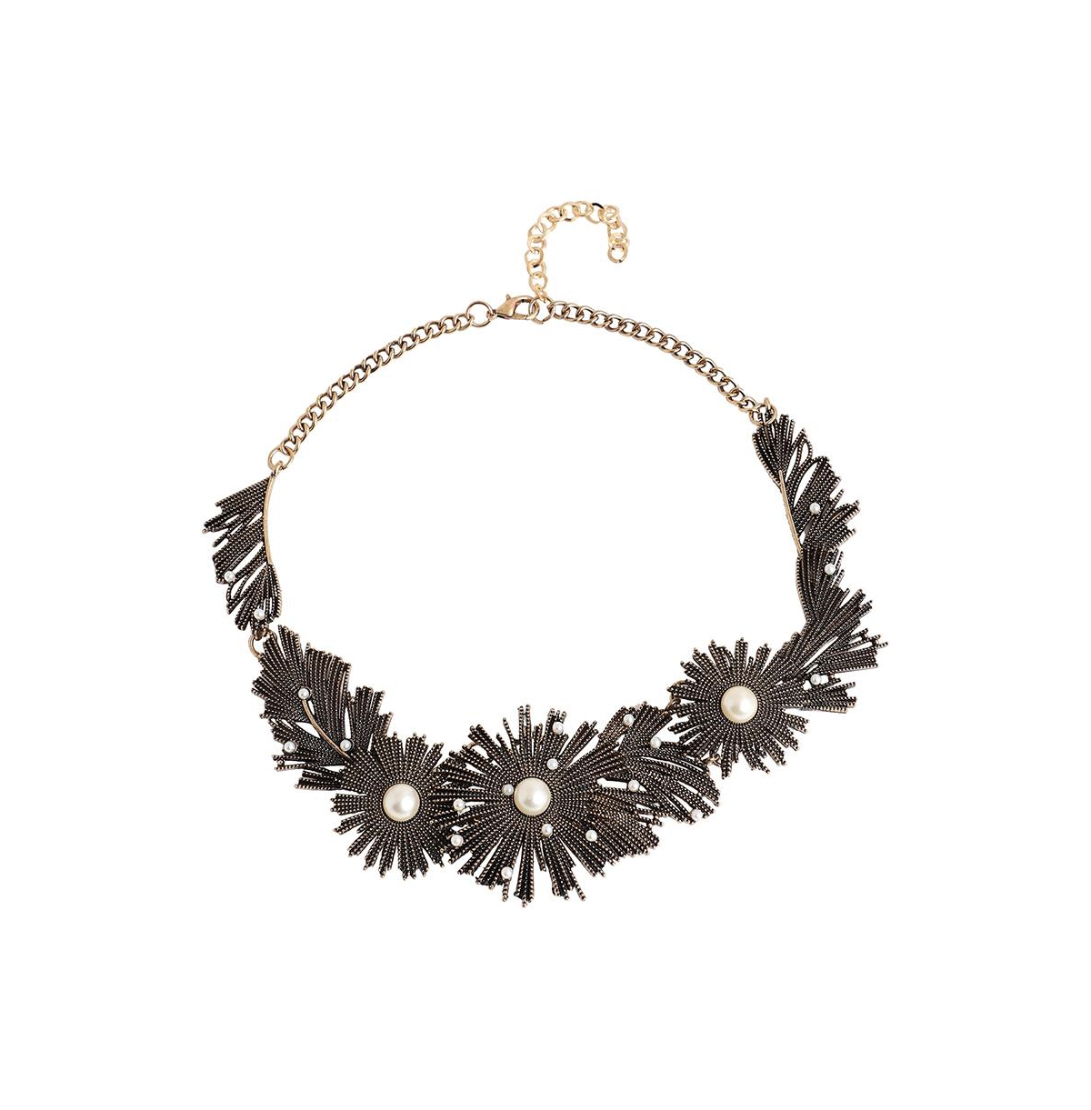 Click here for Sohi Womens Wild Flower Statement Necklace - Black prices