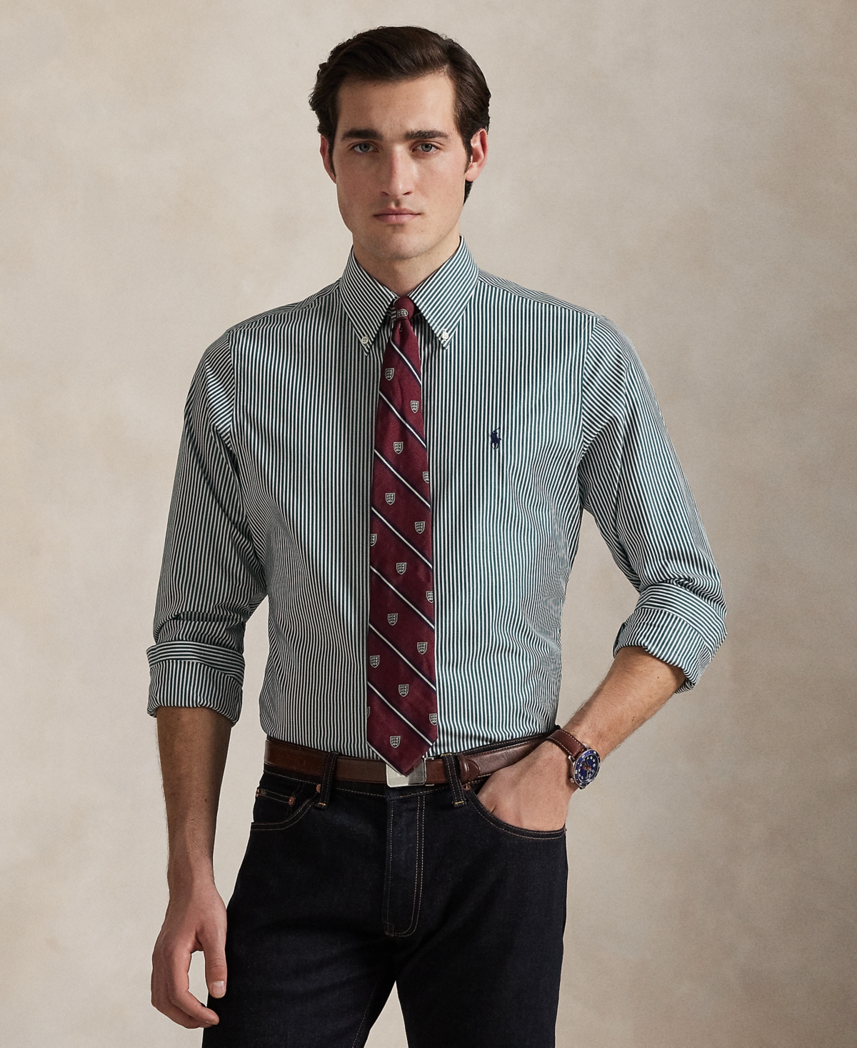 Click here for Polo Ralph Lauren Mens Classic-Fit Striped Poplin... prices