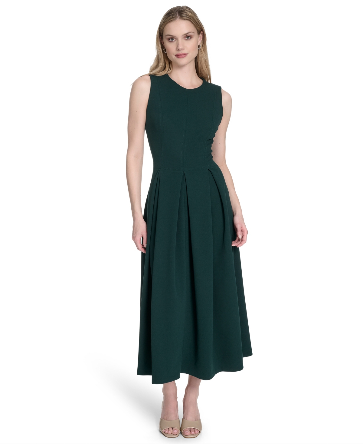 Click here for Calvin Klein Womens Sleeveless Midi A-Line Dress -... prices